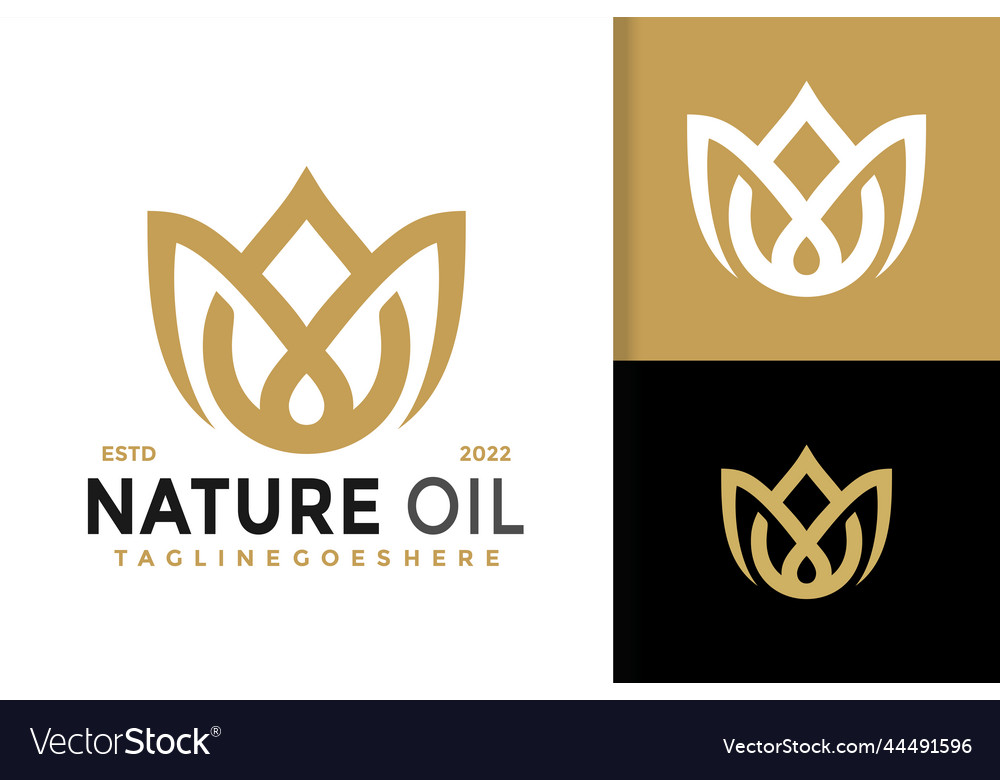 Lotus nature oil logo design brand identity logos Vector Image