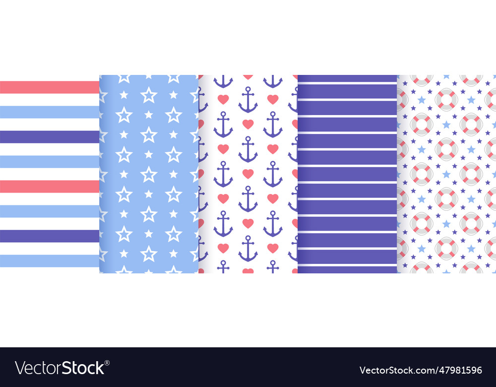 Nautical seamless pattern marine sea backgrounds Vector Image