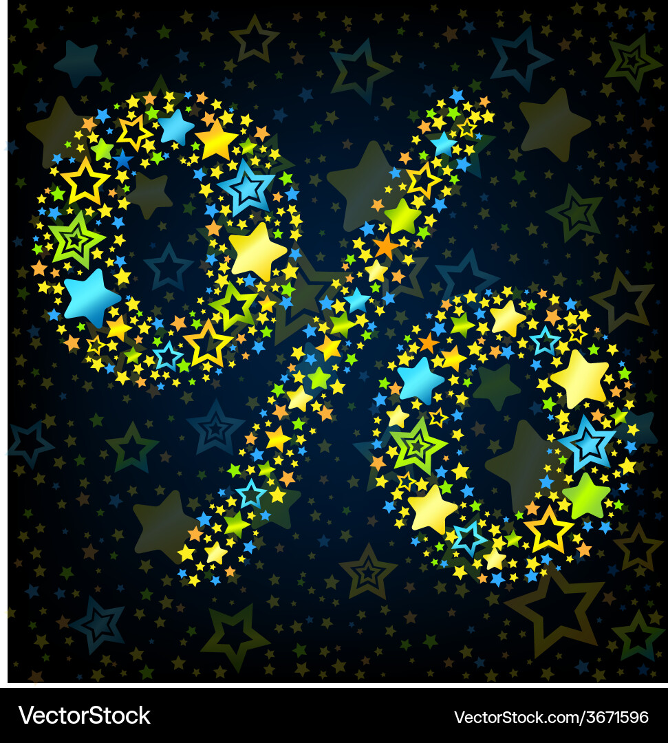 Percent sign cartoon star colored Royalty Free Vector Image