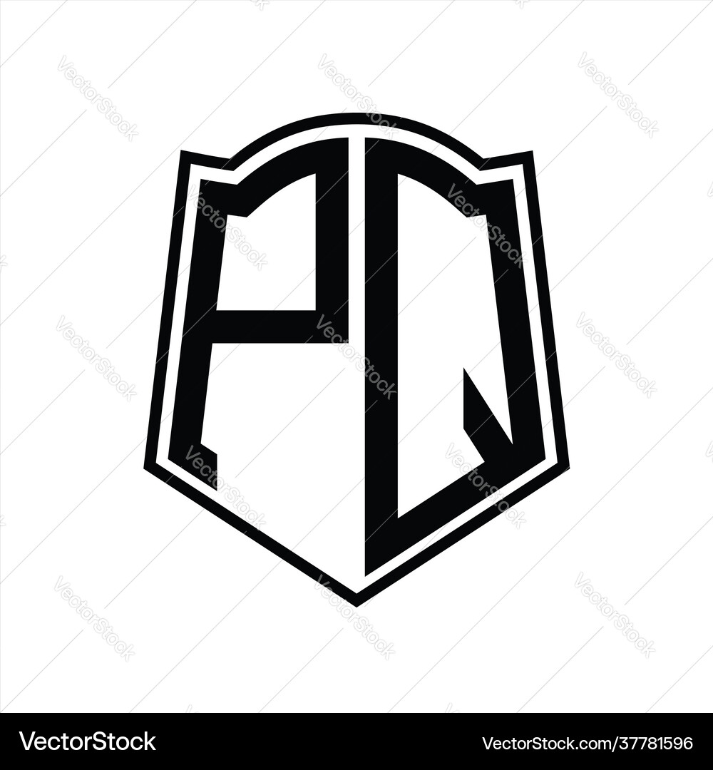 Pq logo monogram with shield shape outline design Vector Image