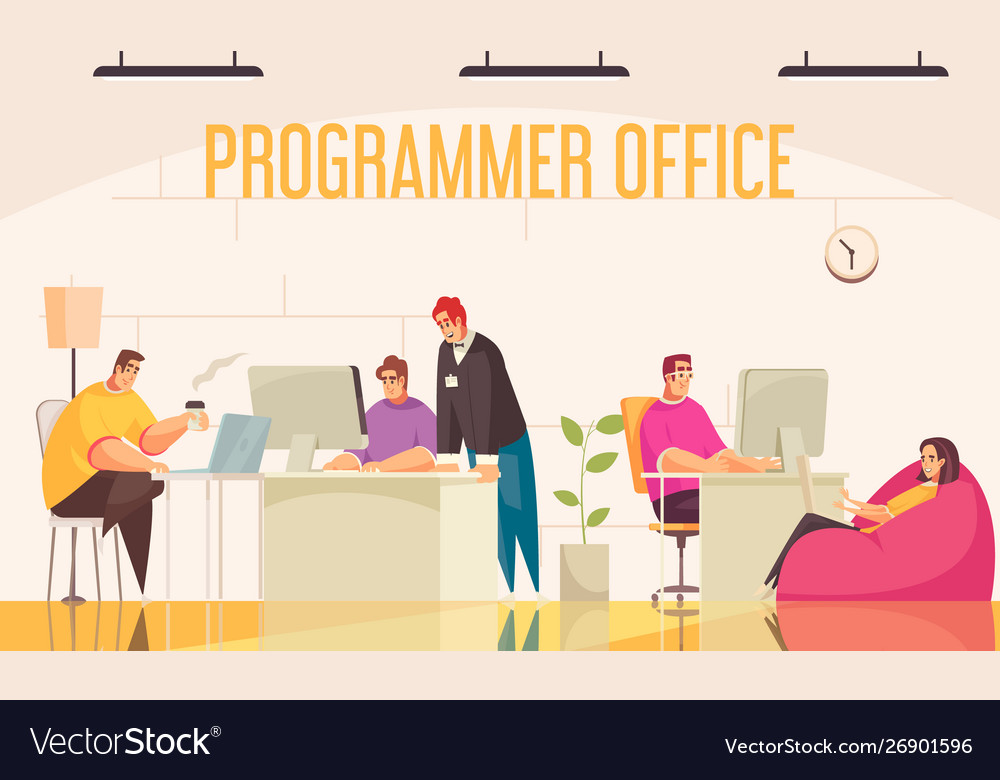 Programmer office background Royalty Free Vector Image