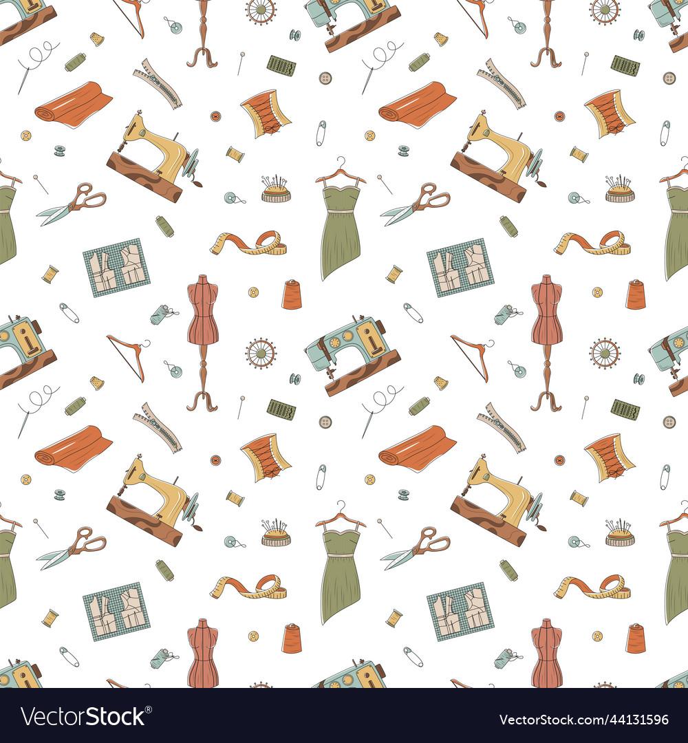 Seamless pattern with sewing elements Royalty Free Vector