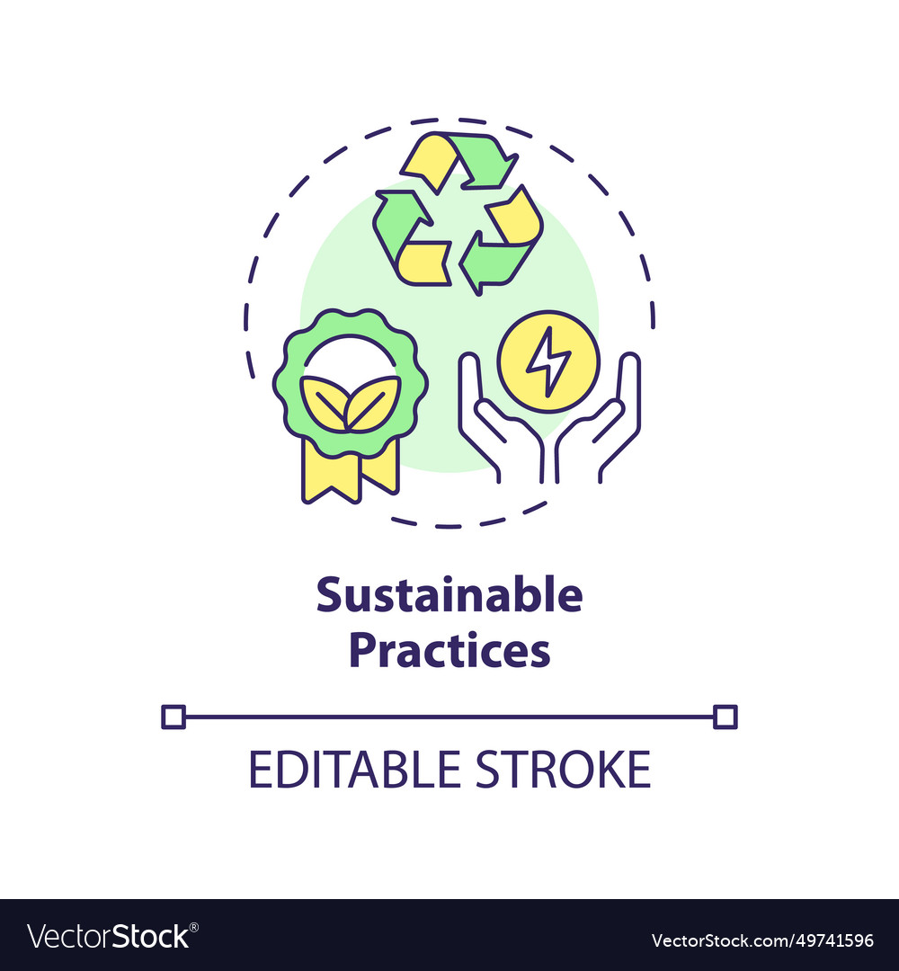 Thin line simple colorful sustainable practices Vector Image Thin line simple colorful sustainable practices Vector Image