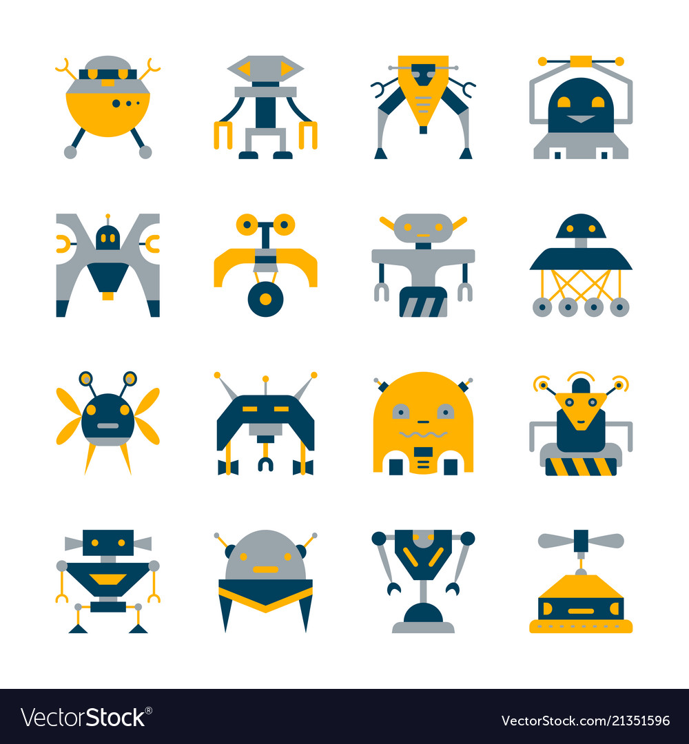 Transformer robot icon set artificial intelligence