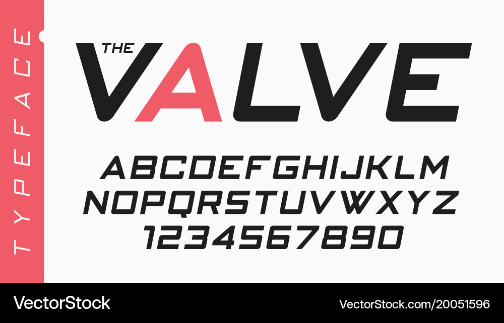 Valve futuristic decorative font design Royalty Free Vector