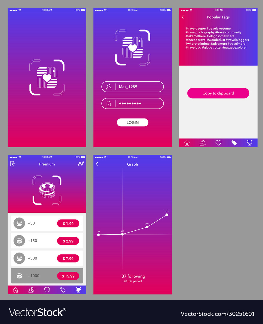 Analyzer app ui design user interface Royalty Free Vector