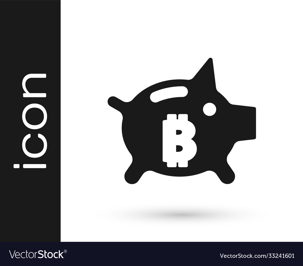 Black piggy bank bitcoin icon isolated on white Vector Image