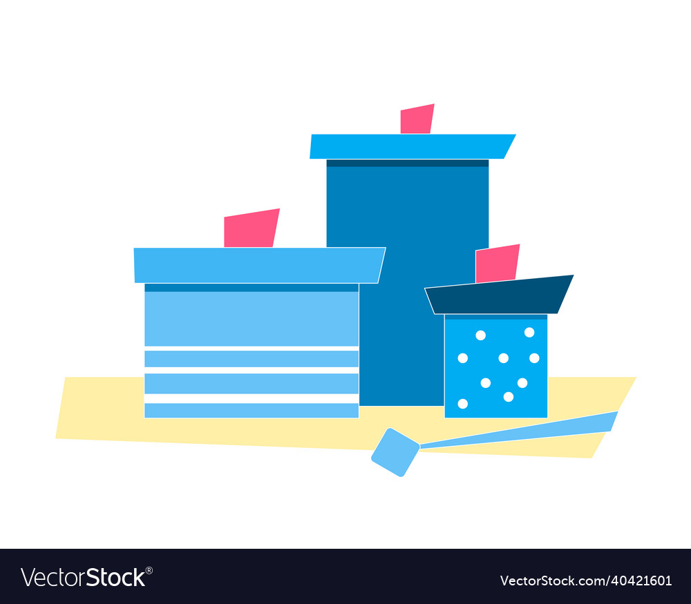 Blue flat jars with a pattern stylized kitchen Vector Image