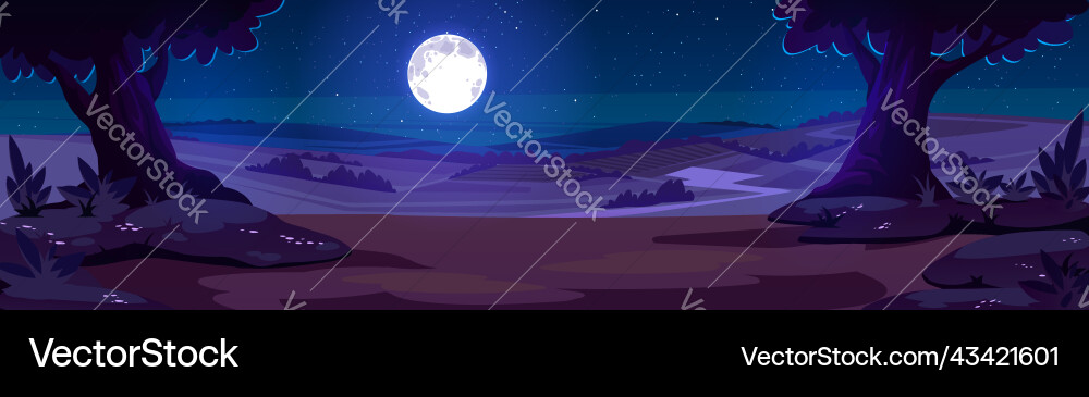 Cartoon nature night time landscape background Vector Image