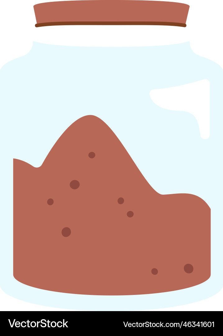Chocolate powder in glass jar Royalty Free Vector Image