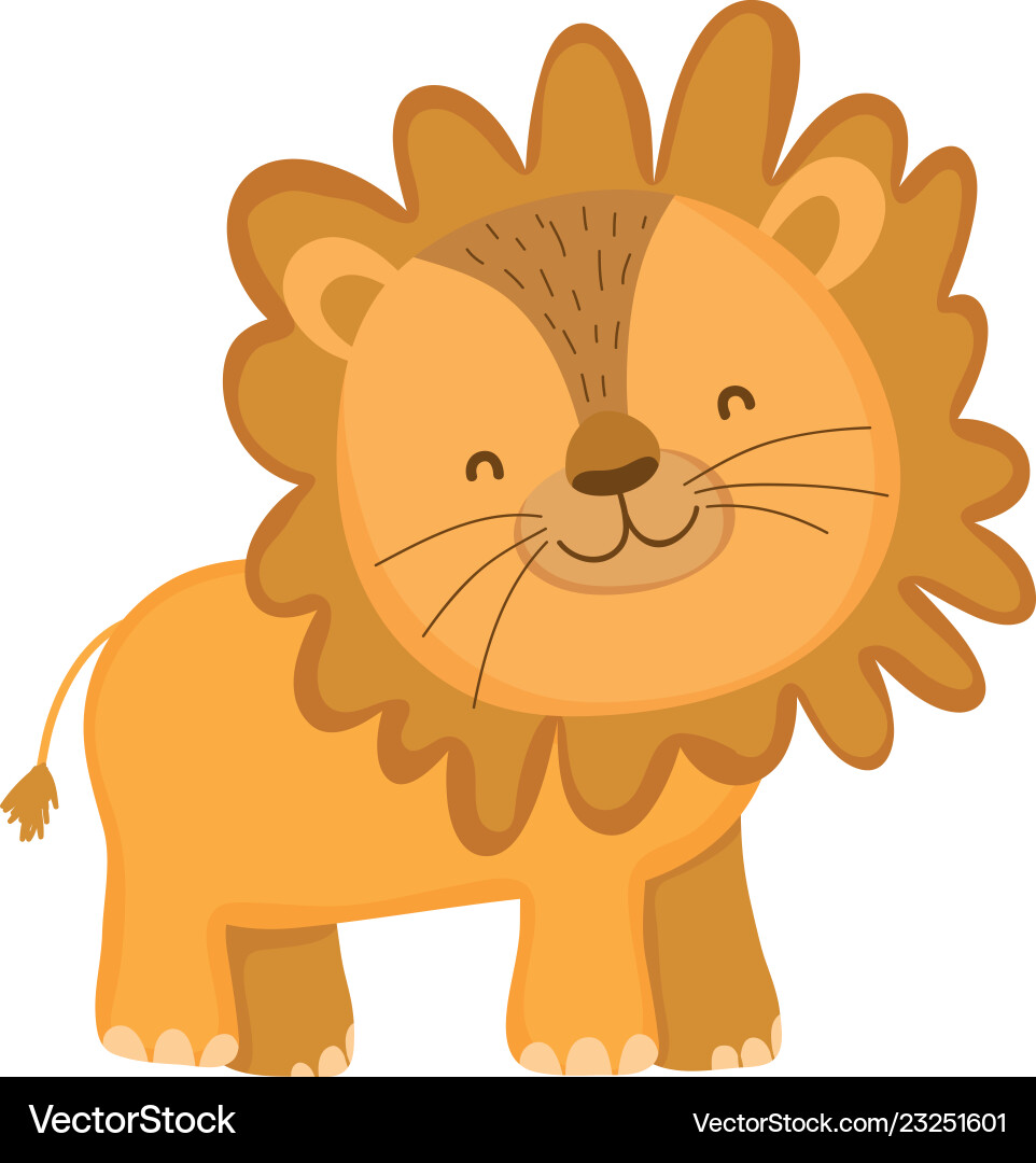 Cute and little lion character Royalty Free Vector Image