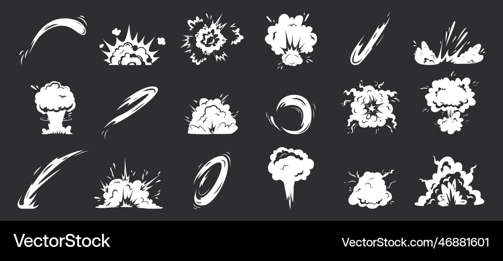 Explosion cartoon comic effect white sparks of Vector Image