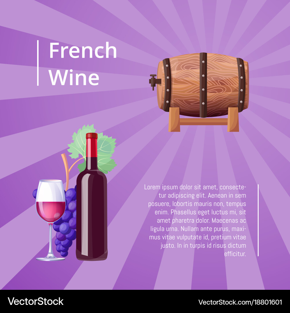 French wine poster with icons Royalty Free Vector Image