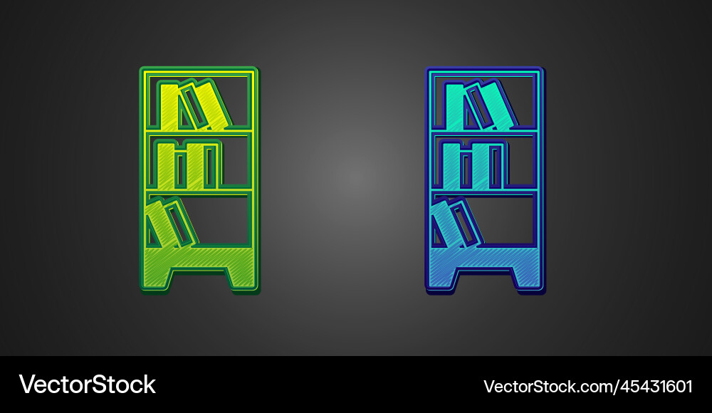 Green and blue library bookshelf icon isolated Vector Image
