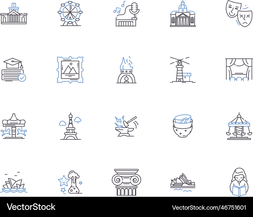 History outline icons collection past timeline Vector Image