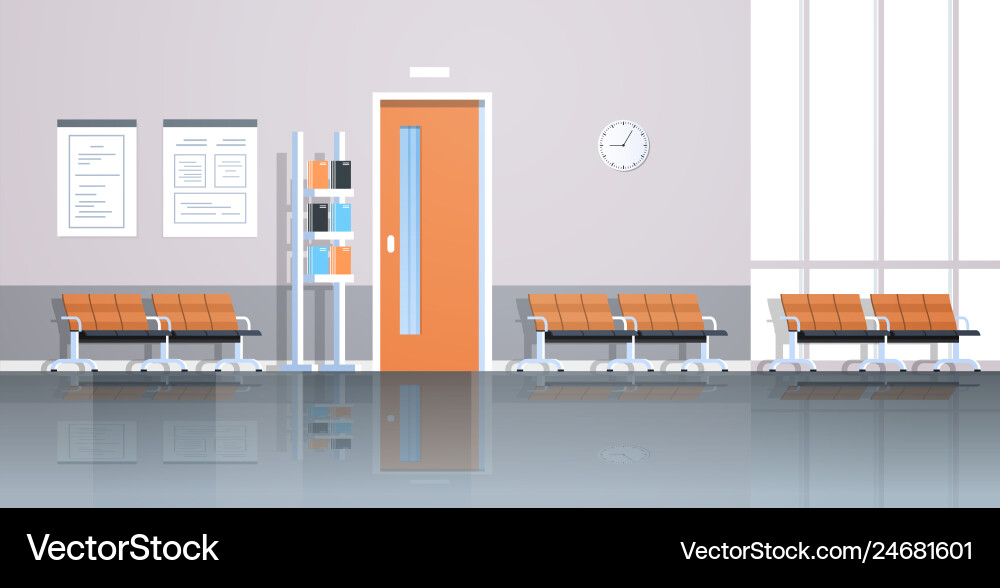 Hospital corridor waiting hall with information Vector Image