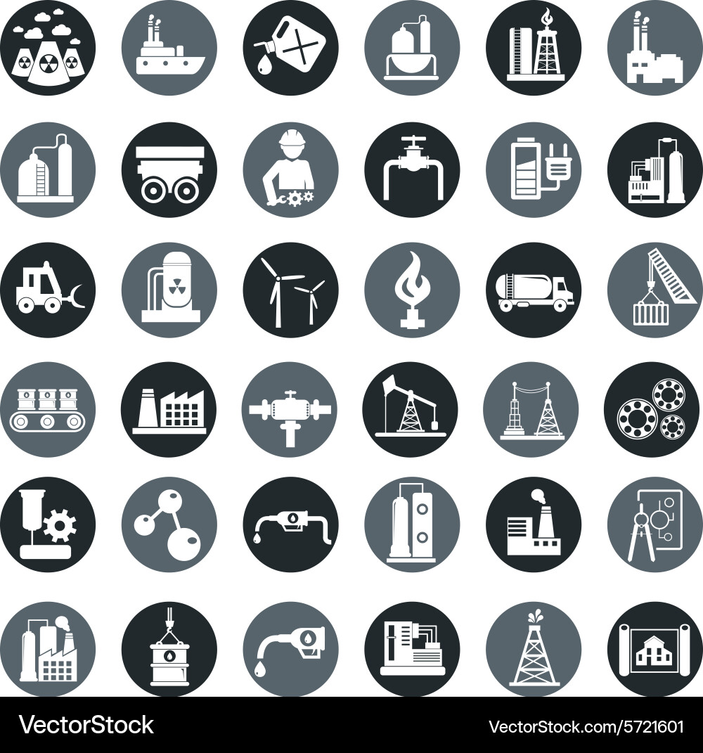 Industry factory icons set Royalty Free Vector Image