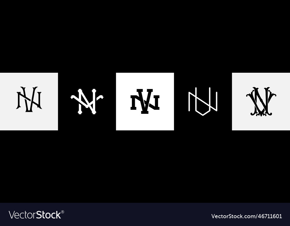 Initial letters nv monogram logo design bundle Vector Image