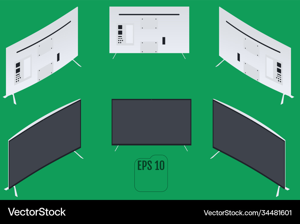 Isometric curved computer monitor tv Royalty Free Vector