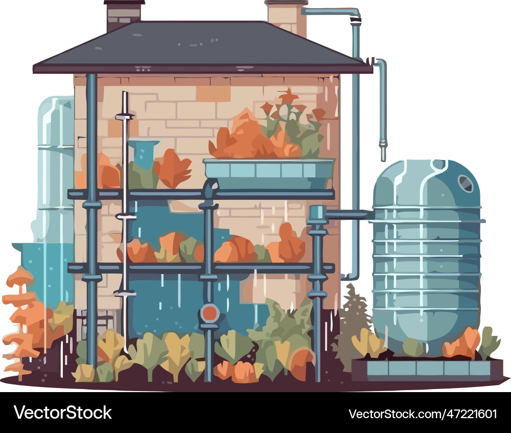 Modern green eco factory building Royalty Free Vector Image