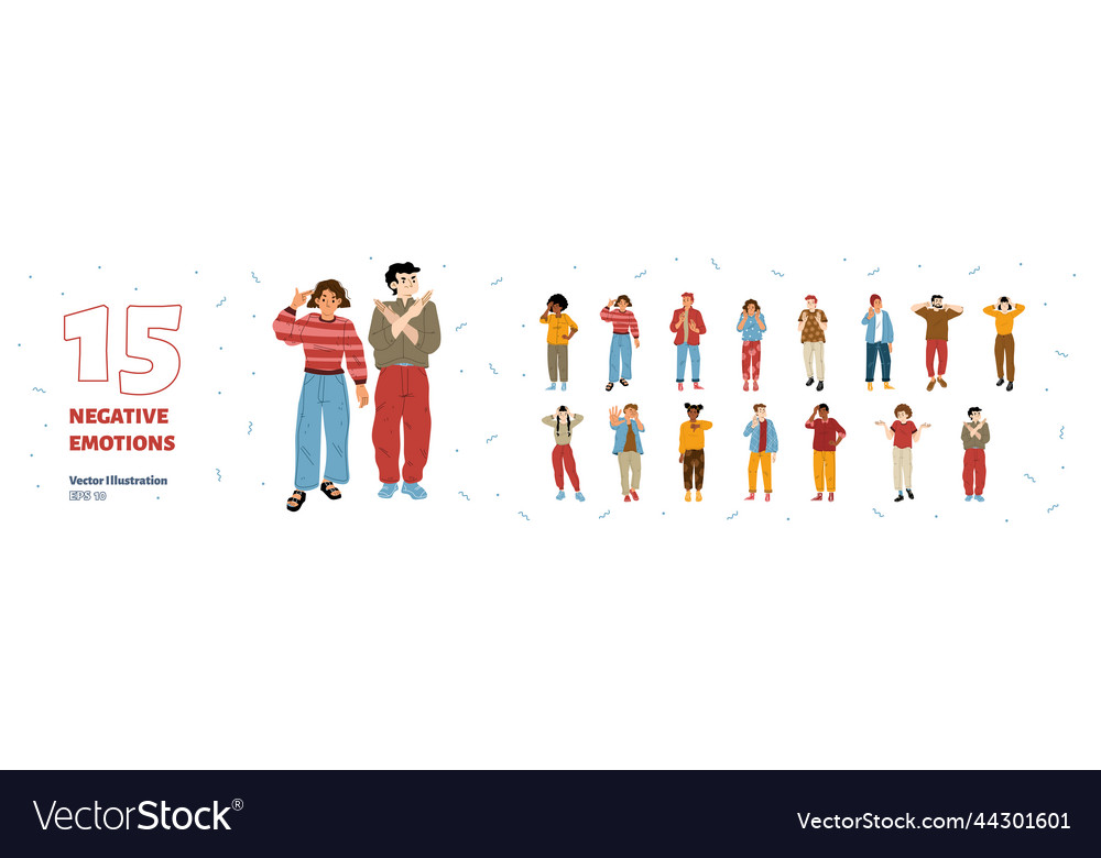 Negative emotions body language Royalty Free Vector Image