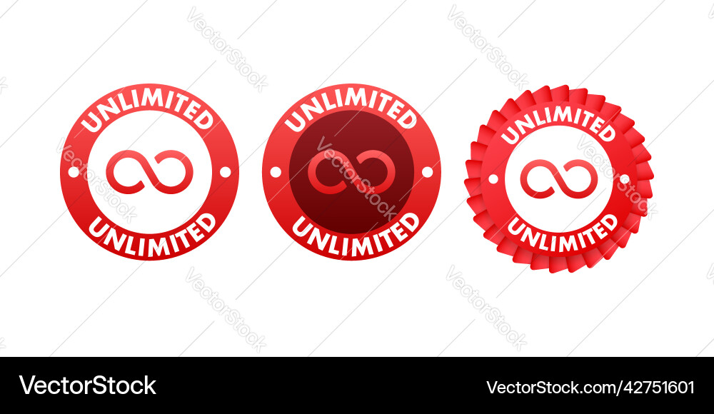 Red ribbon on unlimited text white background Vector Image