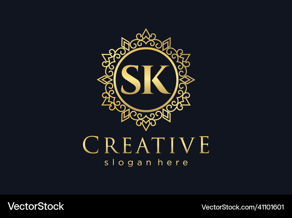 Sk initial letter luxury calligraphic feminine Vector Image