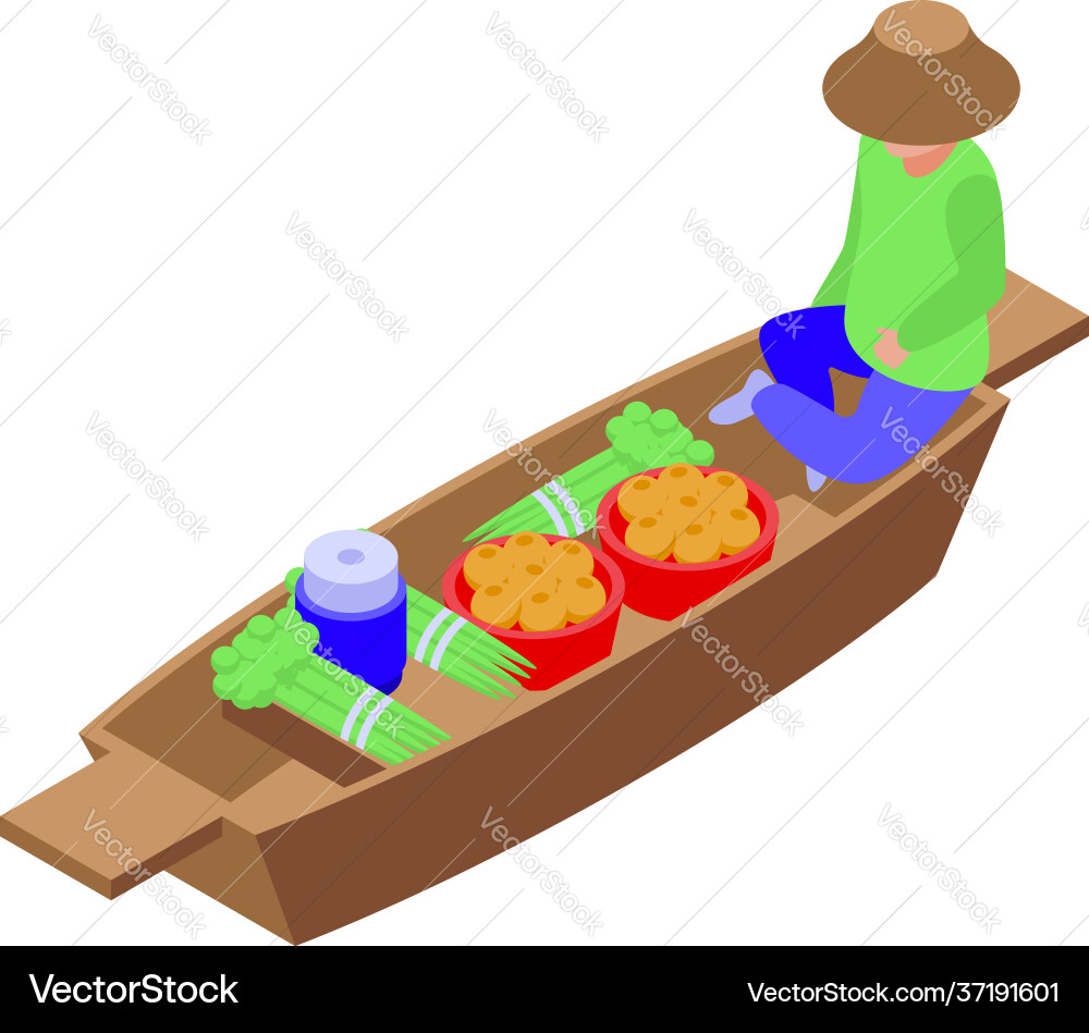 Thai floating market icon isometric style Vector Image