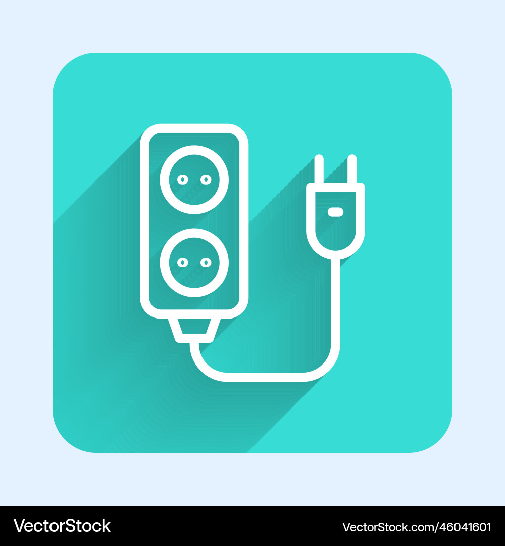 White line electric extension cord icon isolated Vector Image