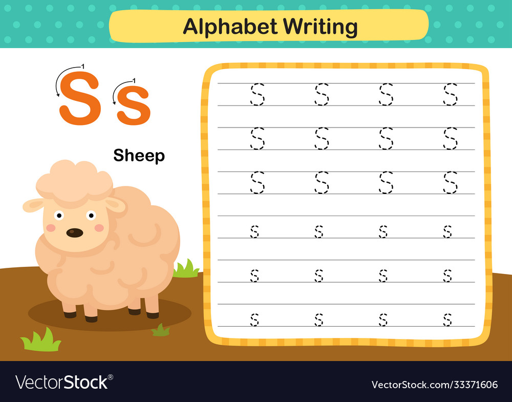 Alphabet letter s-sheep exercise with cartoon Vector Image Alphabet letter s-sheep exercise with cartoon Vector Image