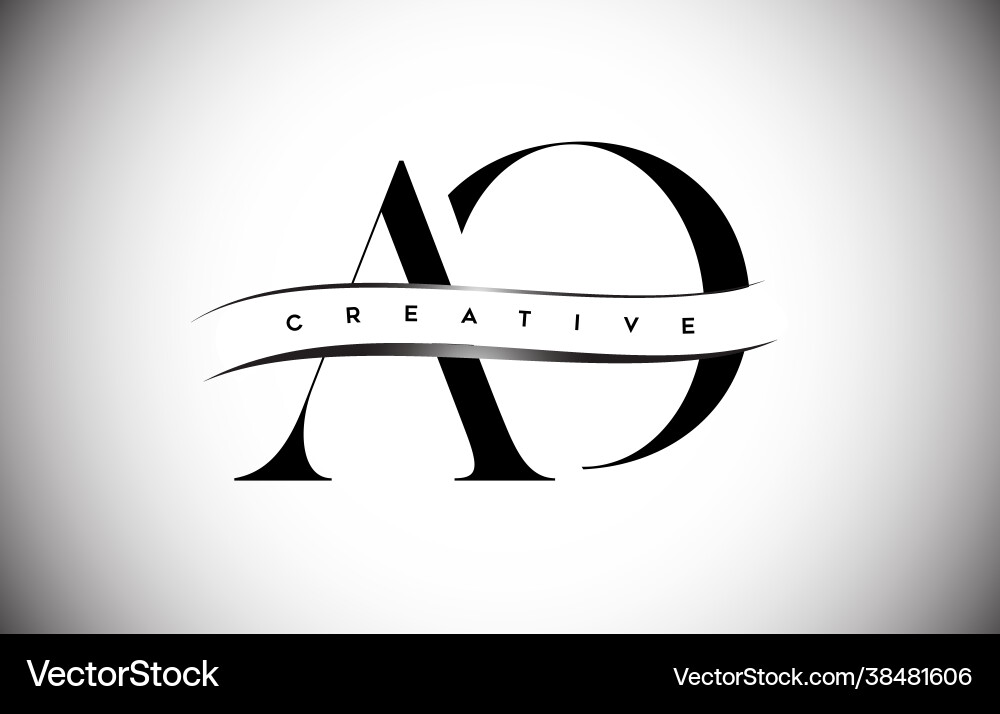 Ao letter logo with serif and creative cut Vector Image