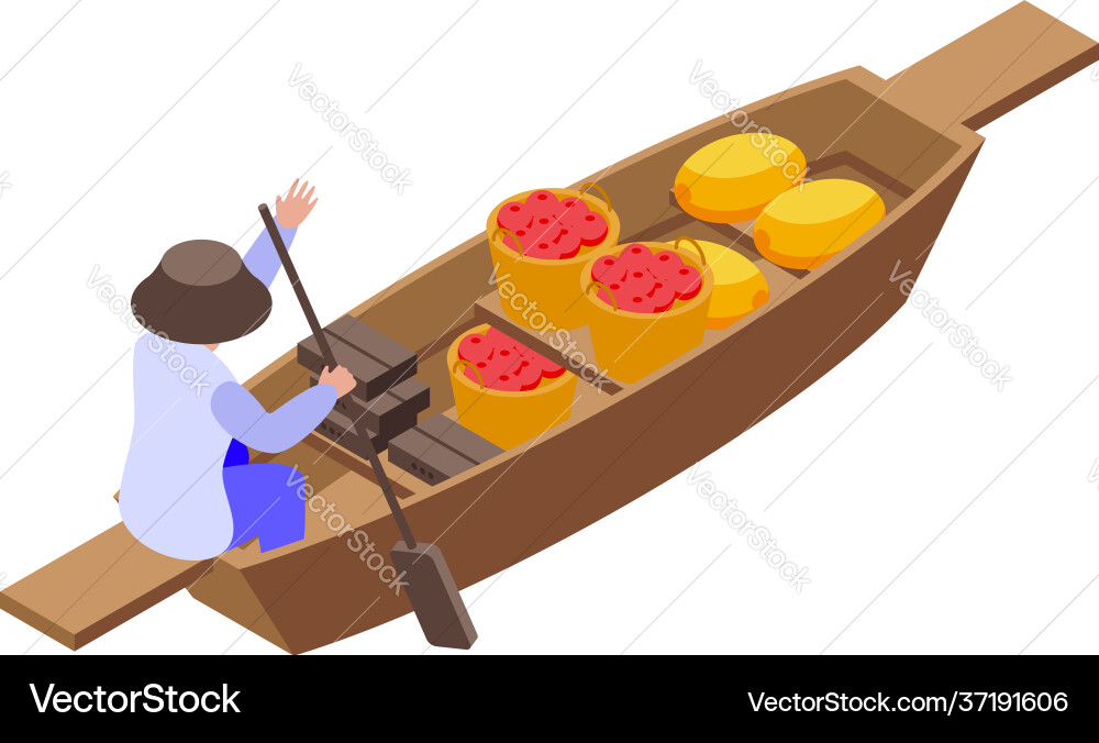 Asian floating market icon isometric style Vector Image