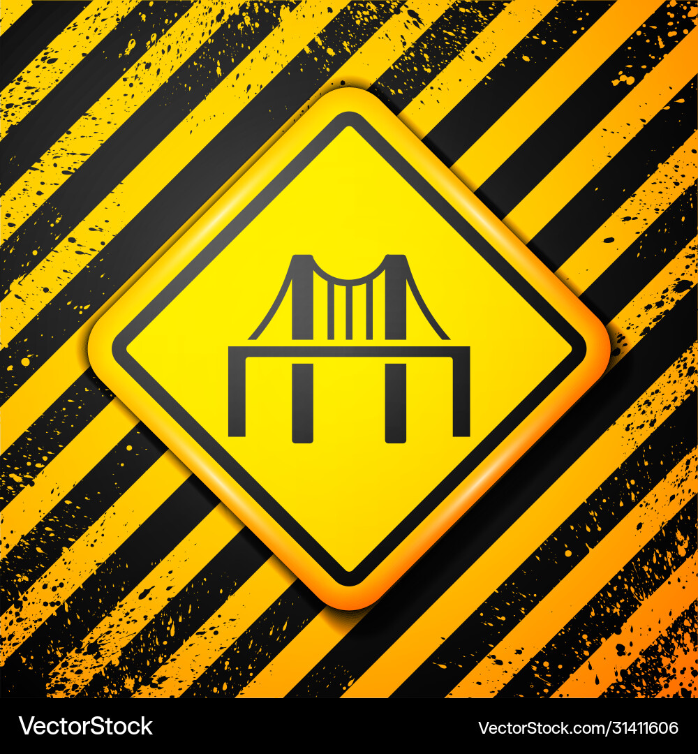 Black golden gate bridge icon isolated on yellow Vector Image