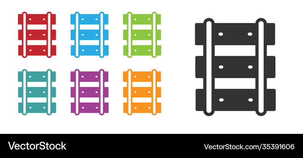 Black railway railroad track icon isolated Vector Image