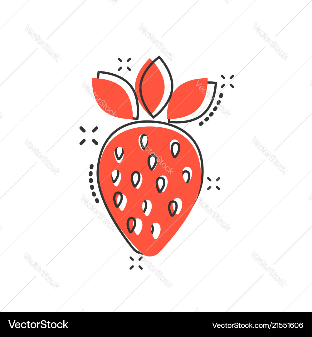 Cartoon strawberry fruit icon in comic style ripe Vector Image