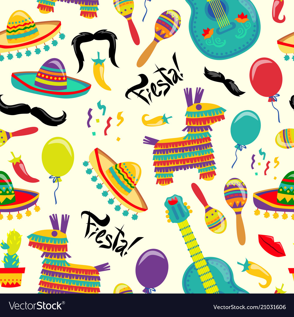 Cinco de mayo seamless pattern with fiesta Vector Image