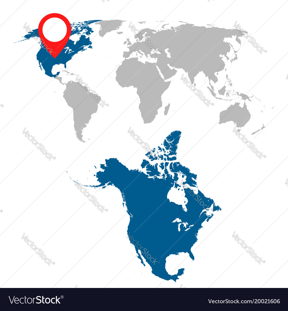 Detailed map of north america and world Royalty Free Vector