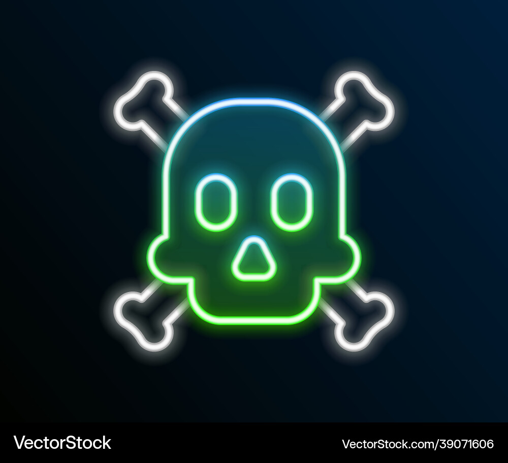 Glowing neon line bones and skull as a sign Vector Image