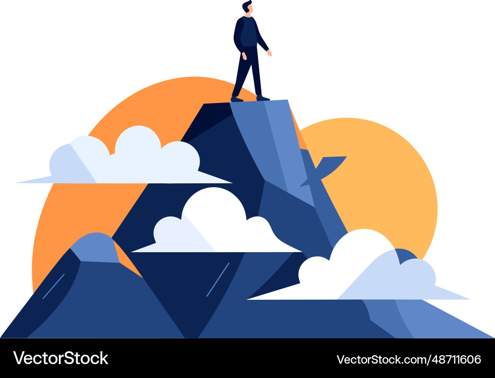 Hand drawn businessman standing on top Royalty Free Vector