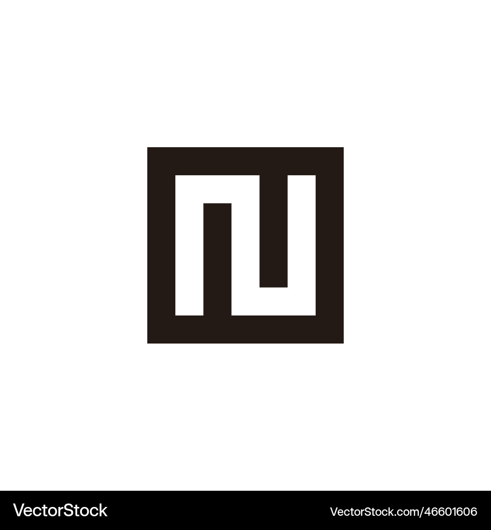 Letter n outline square geometric symbol simple Vector Image