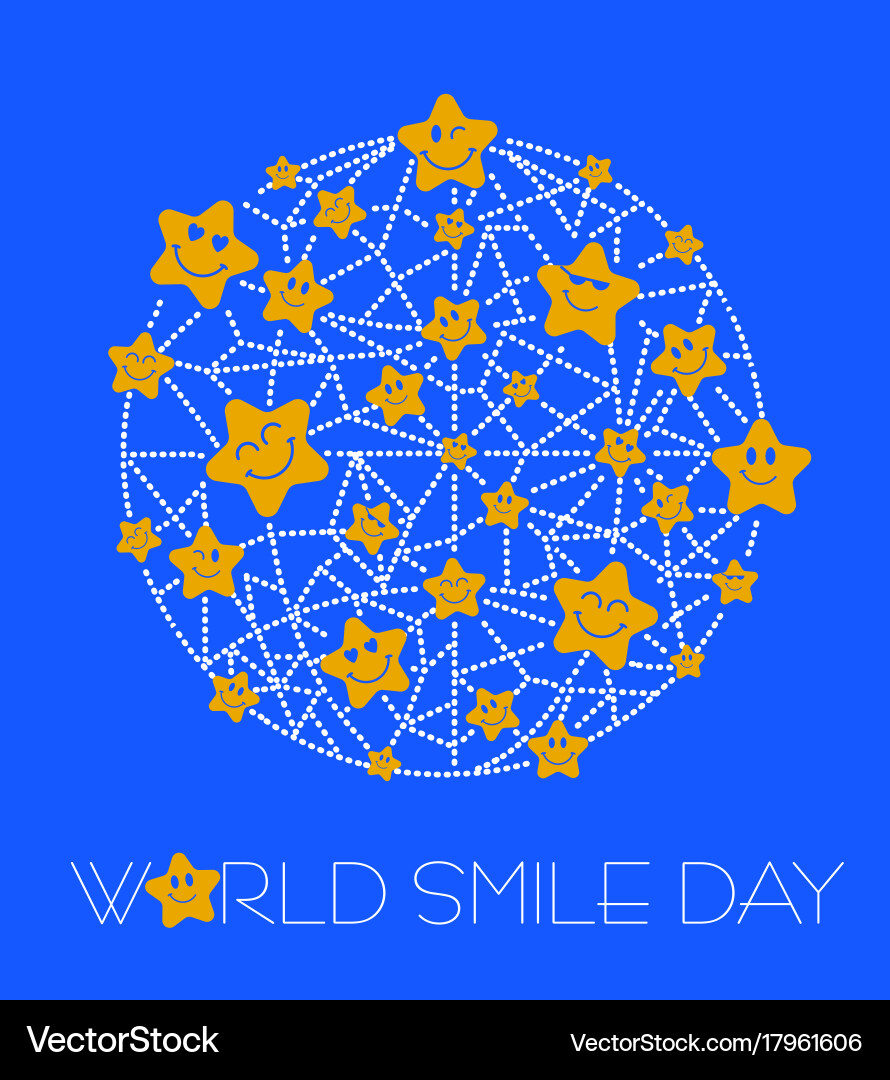 Line greeting card world smile day Royalty Free Vector Image
