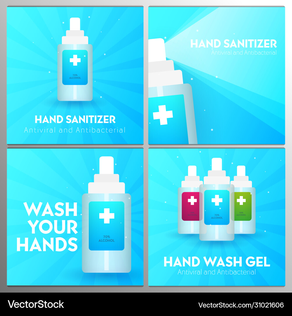 Set banners hand sanitizer gel ads Royalty Free Vector Image