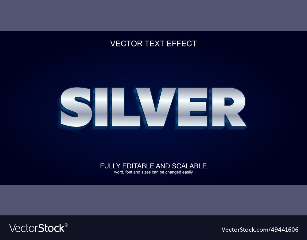 Silver text effect 3d editable Royalty Free Vector Image