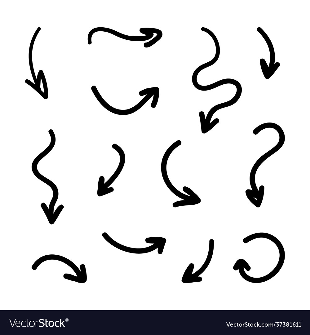 Black hand drawn doodle arrows set Royalty Free Vector Image
