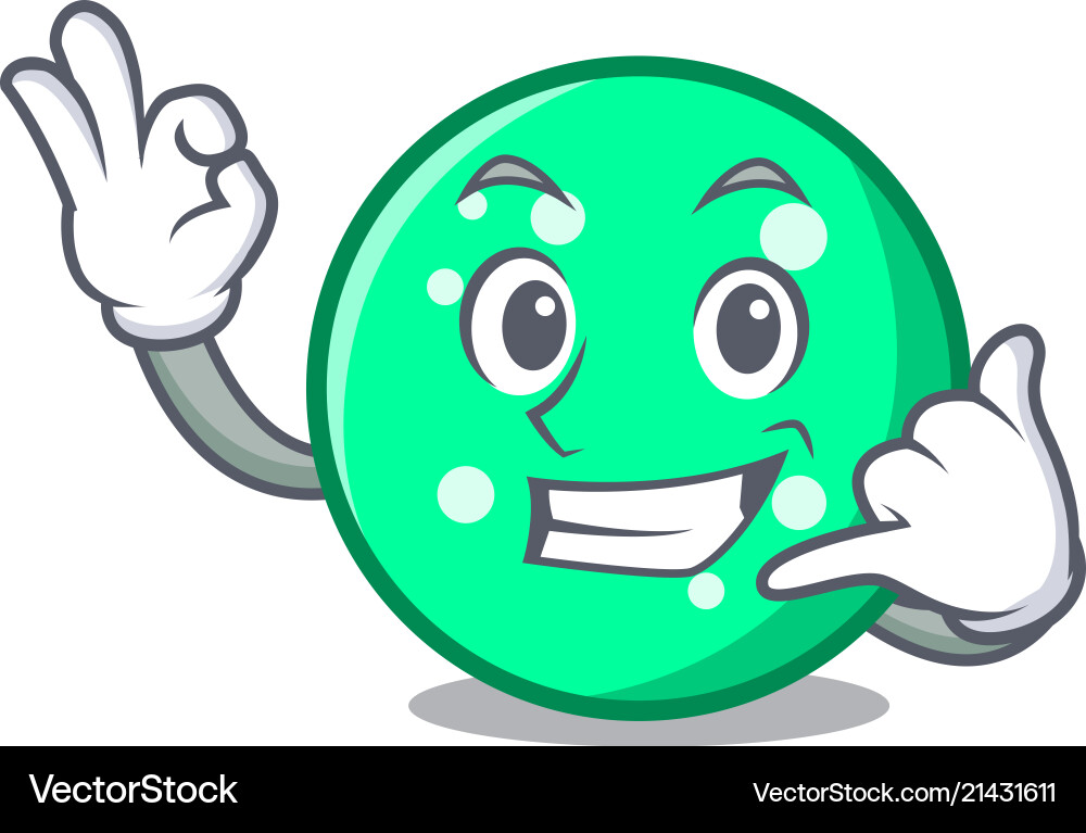 Call me circle mascot cartoon style Royalty Free Vector