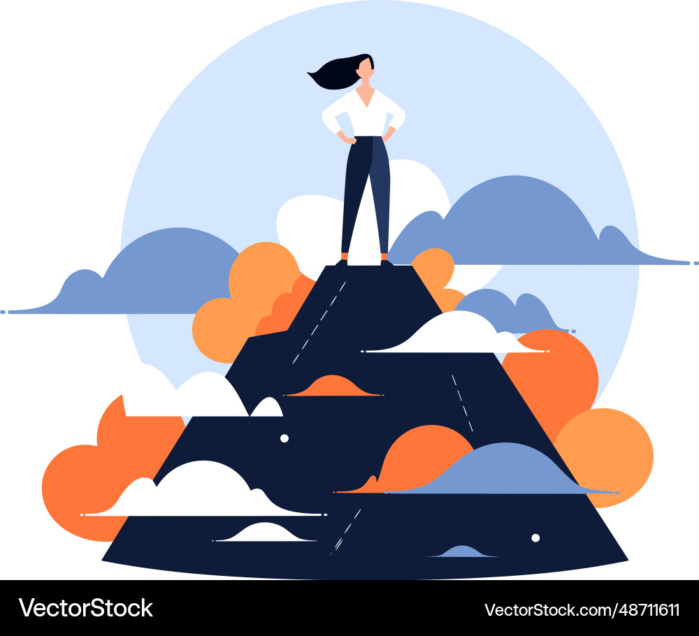 Hand drawn businessman standing on top Royalty Free Vector