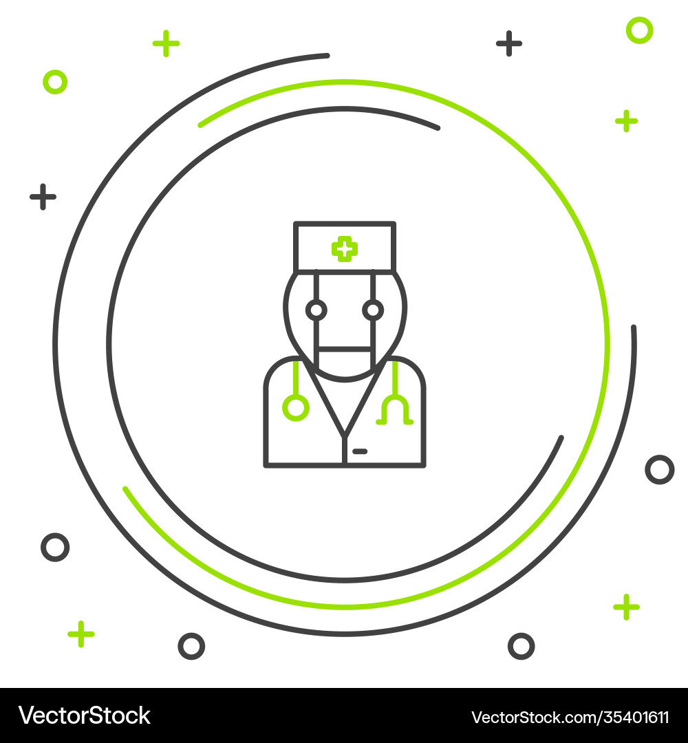 Line robot doctor icon isolated on white Vector Image