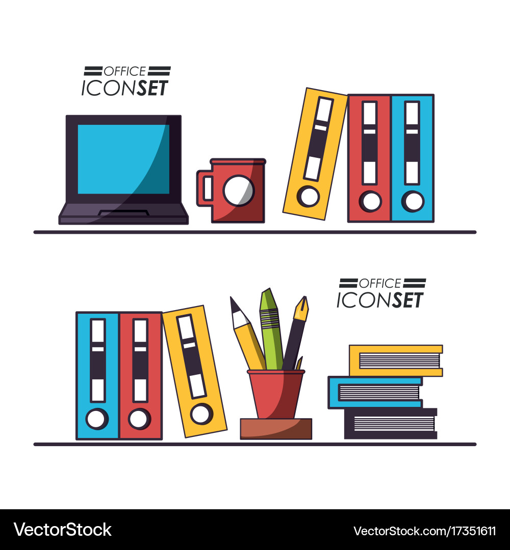 Office icon set design Royalty Free Vector Image