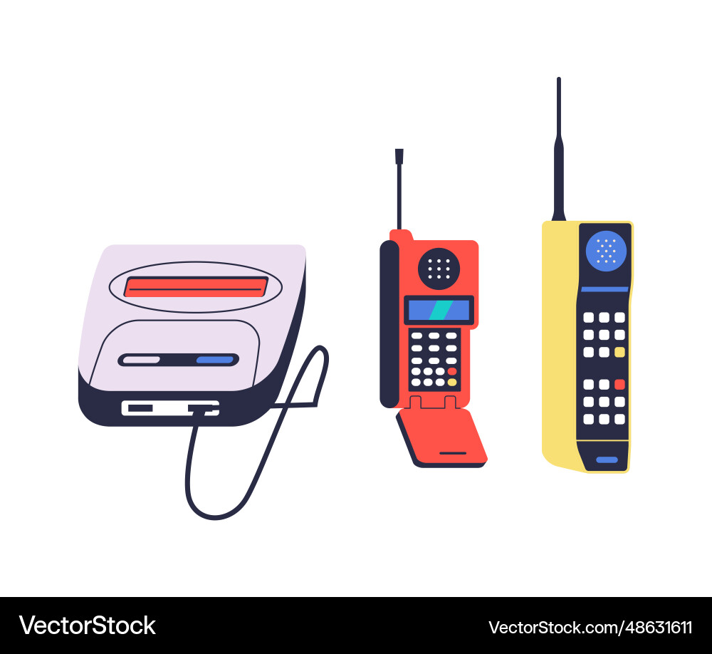 Phones retro electronic devices evoke nostalgia Vector Image