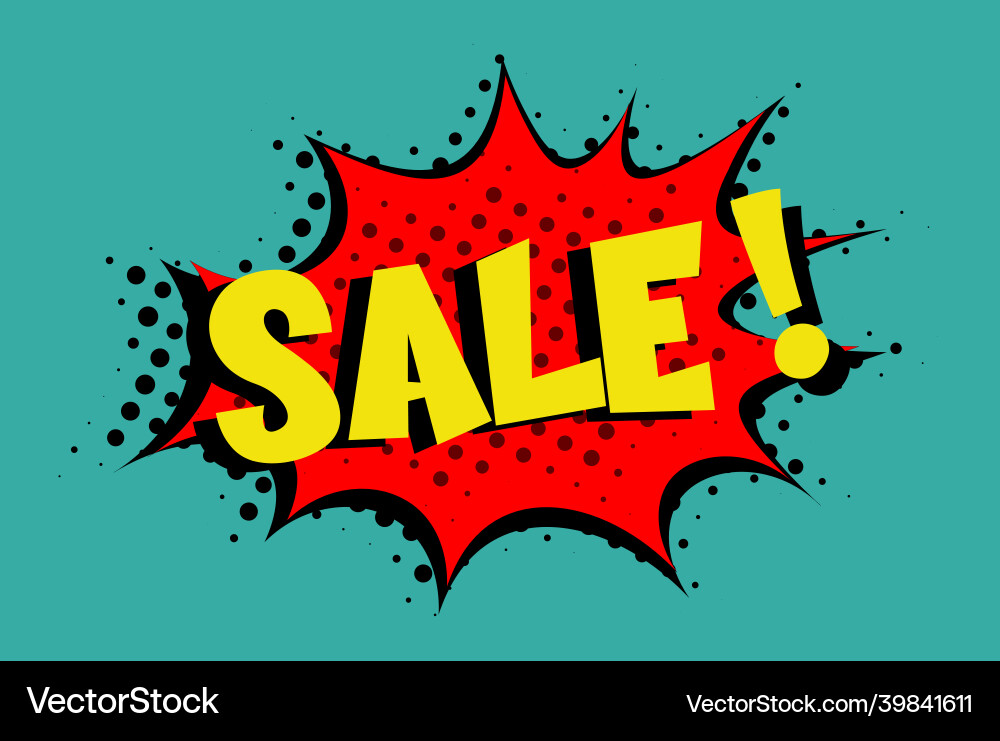 Sale comic lettering cartoon Royalty Free Vector Image